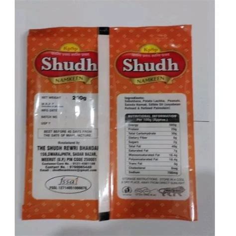 Glossy Printed Rectangular Namkeen Packaging Pouch Heat Sealed At Rs