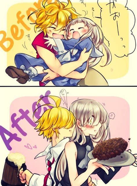 Two Cartoon Characters Hugging Each Other And One Holding A Piece Of