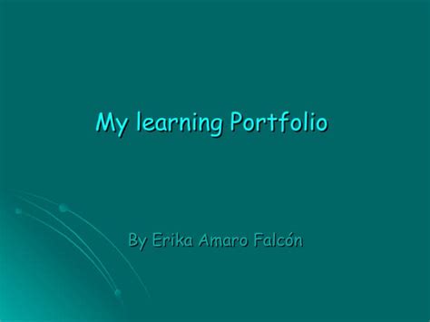 My Learning Portfolio Ppt