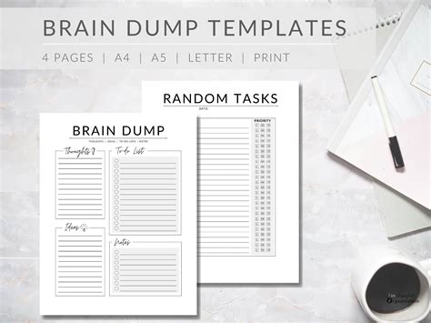 Brain Dump Printable A4 A5 Letter Brain Dump Templates To Do List Printable Brain Dump Planner