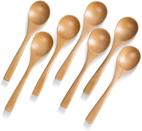 Amazon Hefild 7 PCS Wooden Spoons For Eating 7 Inch Wooden Honey