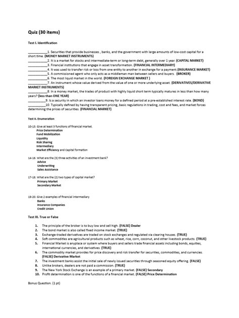 Quiz Pdf Financial Markets Derivative Finance
