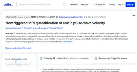 Citation Report Nontriggered Mri Quantification Of Aortic Pulse‐wave Velocity