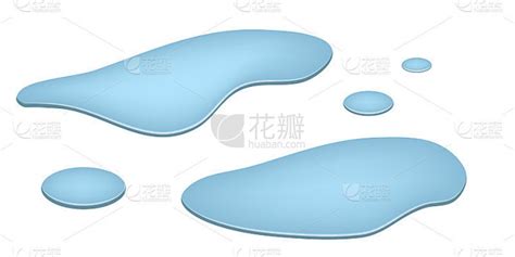 一滩水溅滴液体飞溅蓝色的水滴流动的无定形斑点平面卡通设计白色背景上孤立的几何形状矢量图