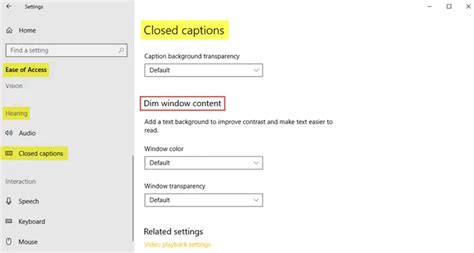 Ease Of Access Settings In Windows 10