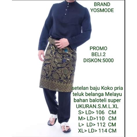 Jual Baju Koko Pria 1 Stell Baju Celanabaju Melayu Pria Teluk Belanga