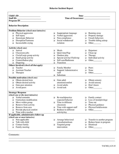 Free 10 Behavior Report Forms In Pdf Throughout Behaviour Report