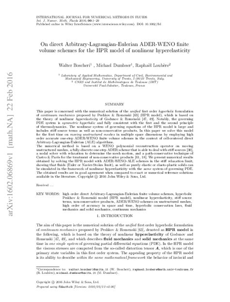 pdf on direct arbitrary lagrangian eulerian ader weno finite volume schemes for the hpr model
