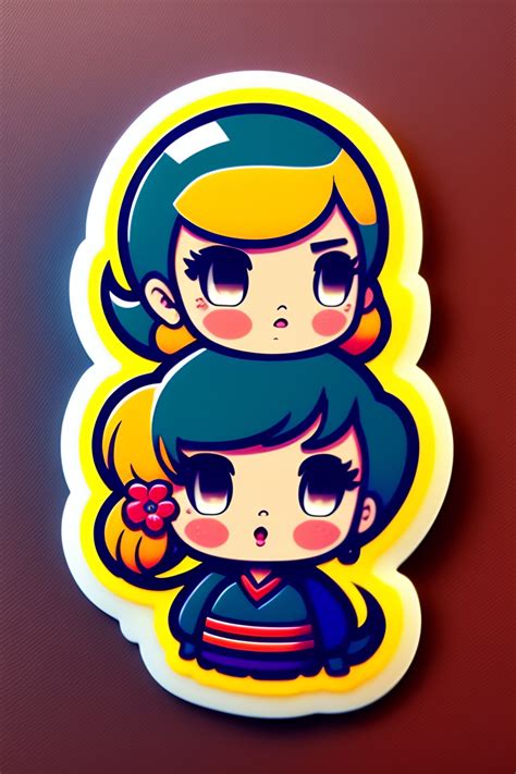 Lexica Cute Cartoon Strong Girl Sticker Anime Style Solid Backgound