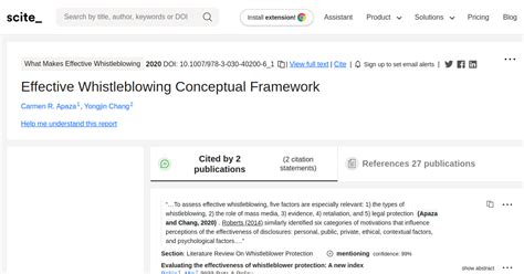 Effective Whistleblowing Conceptual Framework [scite Report]