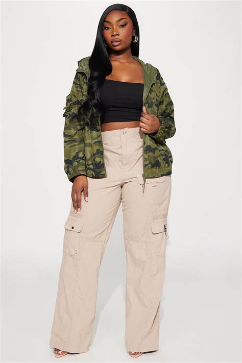 Playing Games Camo Windbreaker Olivecombo Fashion Nova
