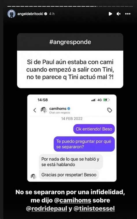 Ángel De Brito reveló el chat personal de Camila Homs hablando de De