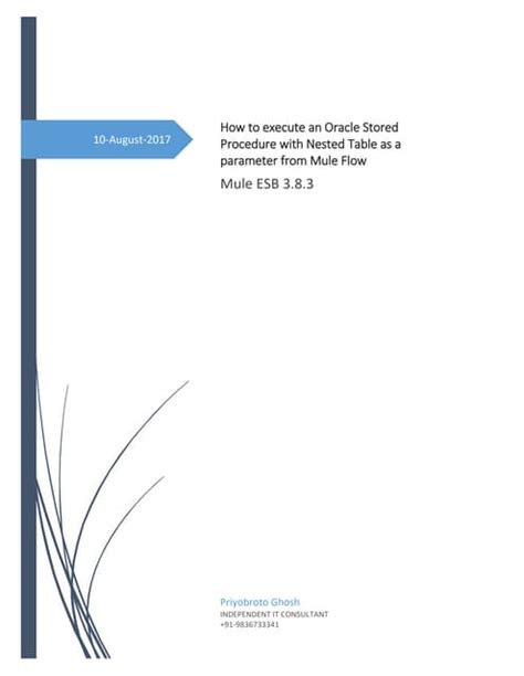 How To Execute An Oracle Stored Procedure With Nested Table As A Parameter From Mule Flow Pdf