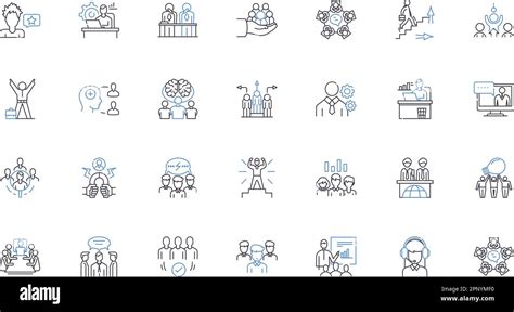 Members Line Icons Collection Comrades Allies Collaborators Constituents Associates