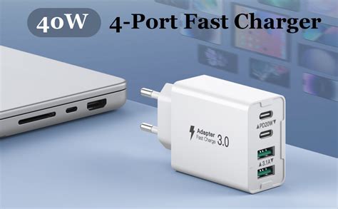 USB C Oplader W Poorts Multi Oplader Met USB C En USB A Dual Port USB C Muurlader PD QC