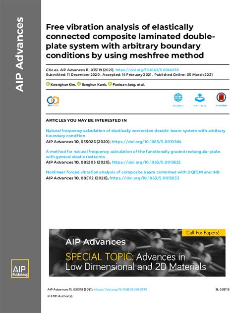 Pdf Free Vibration Analysis Of Elastically Connected Composite
