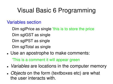 Ppt Visual Basic 6 Programming Powerpoint Presentation Free Download