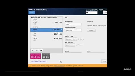 how to install centos 7 with custom partition installation custom