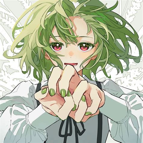 Shirane Rine Original Highres Green Hair Green Nails Long Sleeves