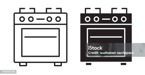 버너 스토브 아이콘은 라이너와 솔리드 스타일로 설정되어 있습니다 가열장치에 대한 스톡 벡터 아트 및 기타 이미지 가열장치 가정 주방 가정의 방 Istock