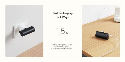 Veger PlugOn Type C 5000mAh Power Bank With Built In USB T