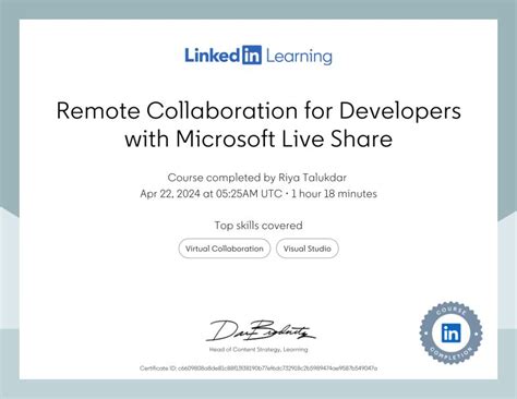 Riya Talukdar On Linkedin Certificate Of Completion