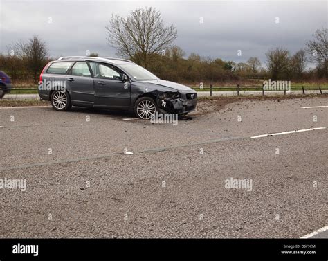 Car Crash Accident On The East Bound Carriageway Of The M4 Motorway In
