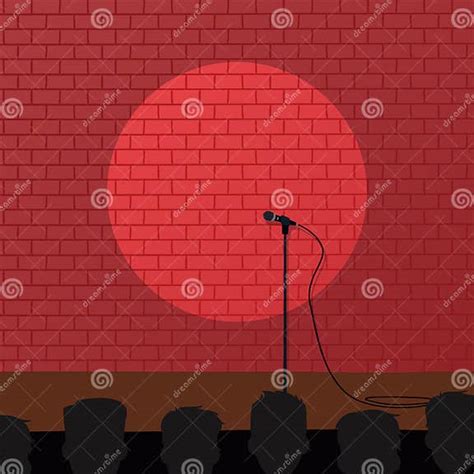 Red Brick Stand Up Comedy Cartoon Theme Illustration Stock Vector
