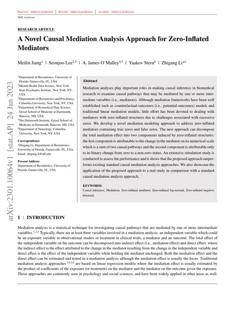 Pdf A Novel Causal Mediation Analysis Approach For Zero Inflated Mediators