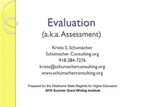 Evaluation Oklahoma State Regents For Higher Education
