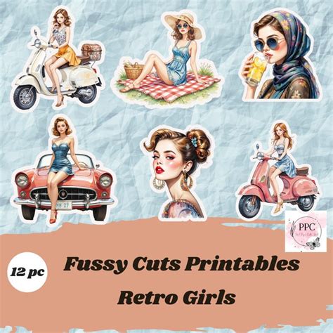 Retro Girls 1950s Fussy Cuts Printables Retro Ephemera For Junk