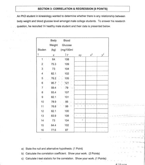 Solved SECTION CORRELATION REGRESSION POINTS An PhD Chegg Com