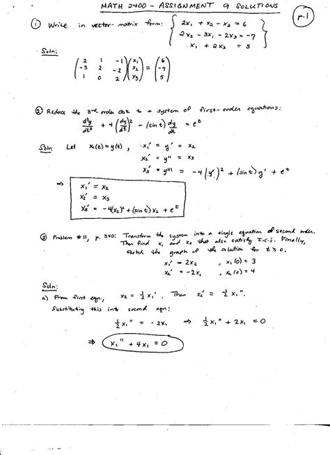 Assignment 9 Solutions Introduction To Differential Equations Math 2400 Docsity