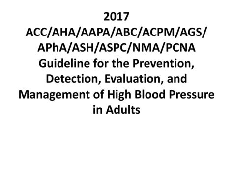 Hypertension Latest Guidelines Seminar 2017 ACC AHA Guidelines PPT