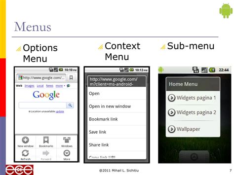 Ppt Android Gui Components Layouts Widgets And Menus Powerpoint