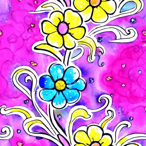 Lisa Frank Inspired Floral Pattern · Creative Fabrica