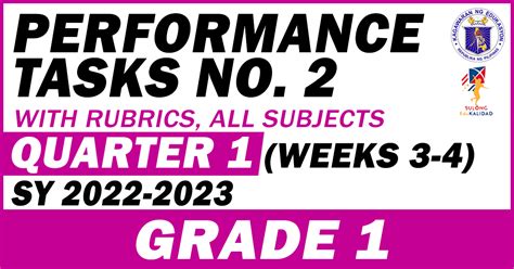 GRADE 1 QUARTER 1 PERFORMANCE TASKS NO 2 Weeks 3 4 SY 2022 2023