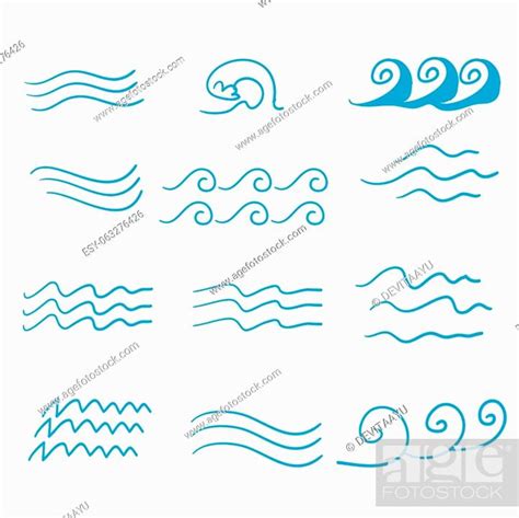 Set Of Thin Line Waves Vector With Handddrawn Doodle Vector Stock Vector Vector And Low Budget