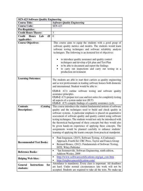 Software Quality Engineering Pdf Software Quality Software Testing