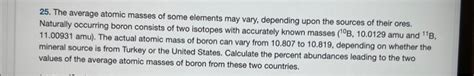 Solved The Average Atomic Masses Of Some Elements May Chegg Com