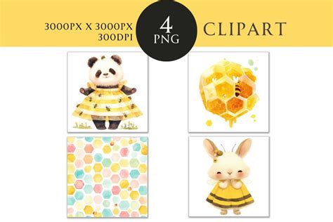 Whimsical Honey Bee Watercolor Clipart 3490281