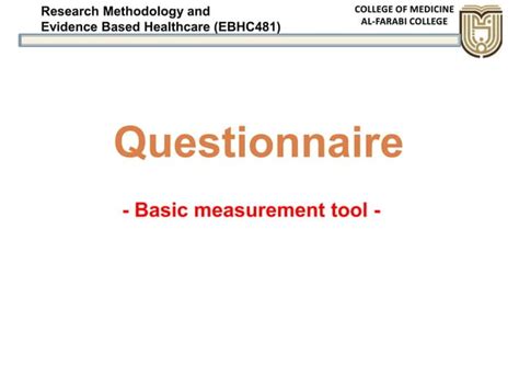 L12 Questionnaires As Data Collection Tools Ppt