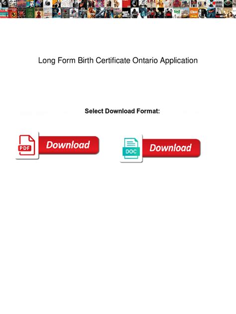 Fillable Online Long Form Birth Certificate Ontario Application Long