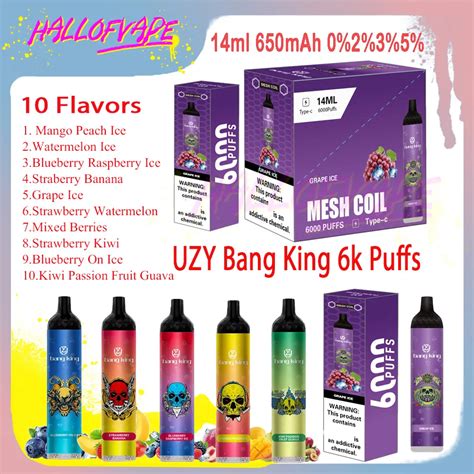 Original UZY Bang King 6000 Puff Disposable Vape Pen 14ml 0 8 Ohm Mesh