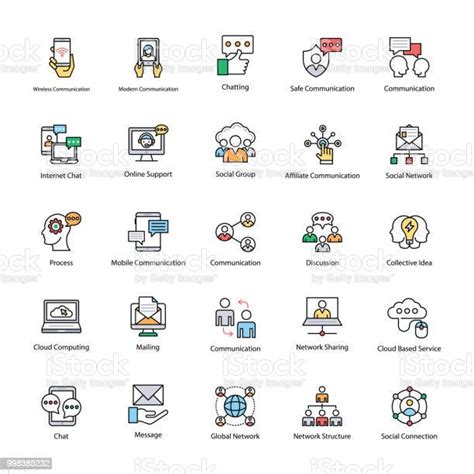 網路和通信圖示集向量圖形及更多brand Name Online Messaging Platform圖片 Brand Name