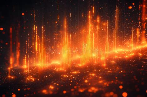 Dynamic Abstract Data Visualization With Glowing Orange Light Particles For Modern Design