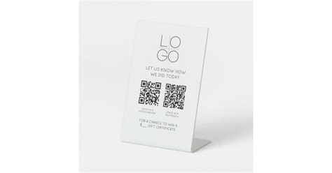 Elegant Minimal Script Cr Code Customer Review Pedestal Sign Zazzle