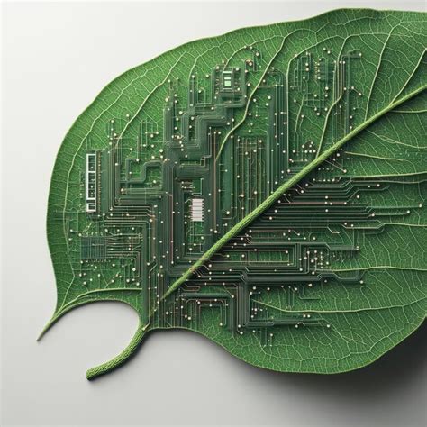 Digital Circuits Growing From Leaf Veins Organic Tech Evolution 3D