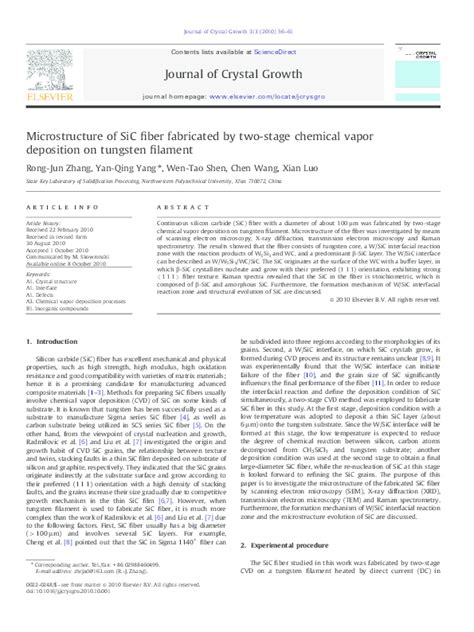 Pdf Microstructure Of Sic Fiber Fabricated By Two Stage Chemical Vapor Deposition On Tungsten