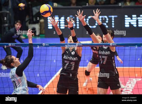 Jiyun Moon Hoyoung Jung South Korea Pamela Bulaich Argentina Womens Volleyball Stock